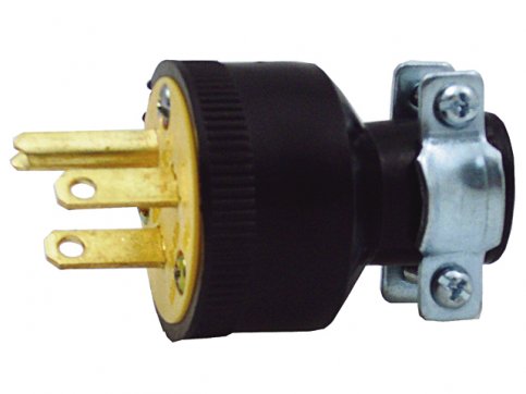 Plug, Male 110V 15A AC 3Pin Rubber Covered - Budget Marine