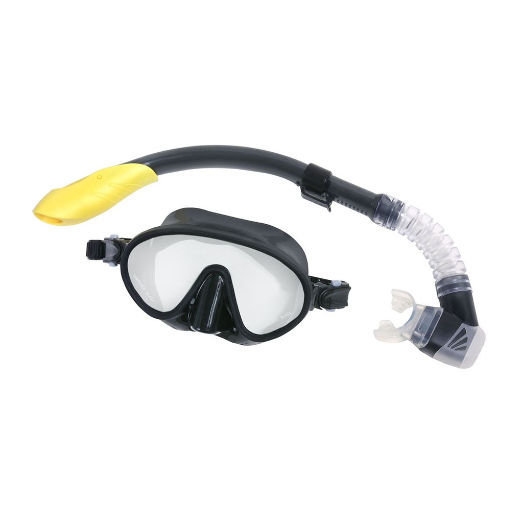 Mask/Snorkel Set, Small Medium 2Window Clear Black - Budget Marine